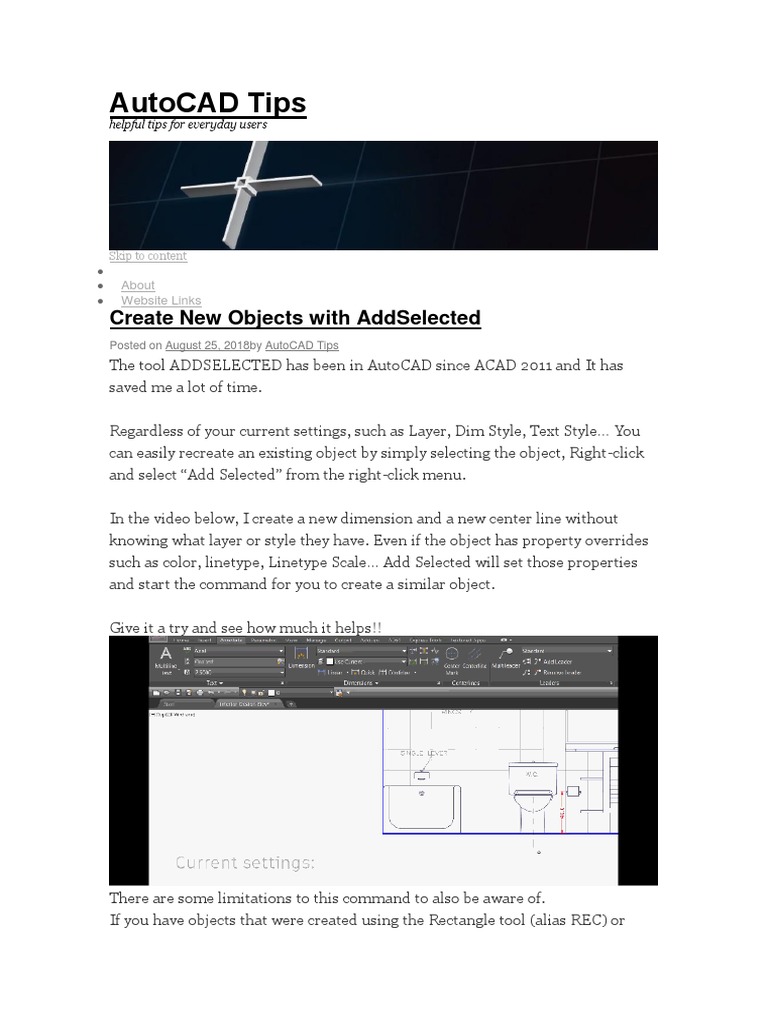 Autocad Tips: Create New Objects With Addselected | PDF | Auto Cad ...