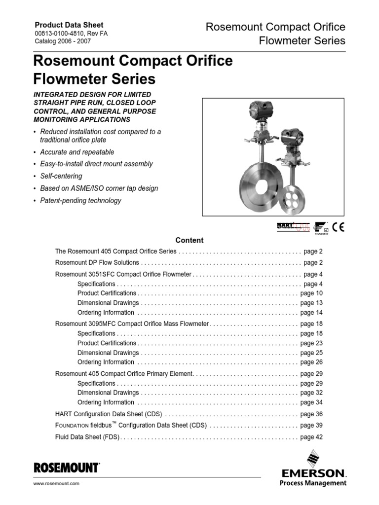 Rosemount Compact Orifice Flowmeter Series | PDF | Flow Measurement ...