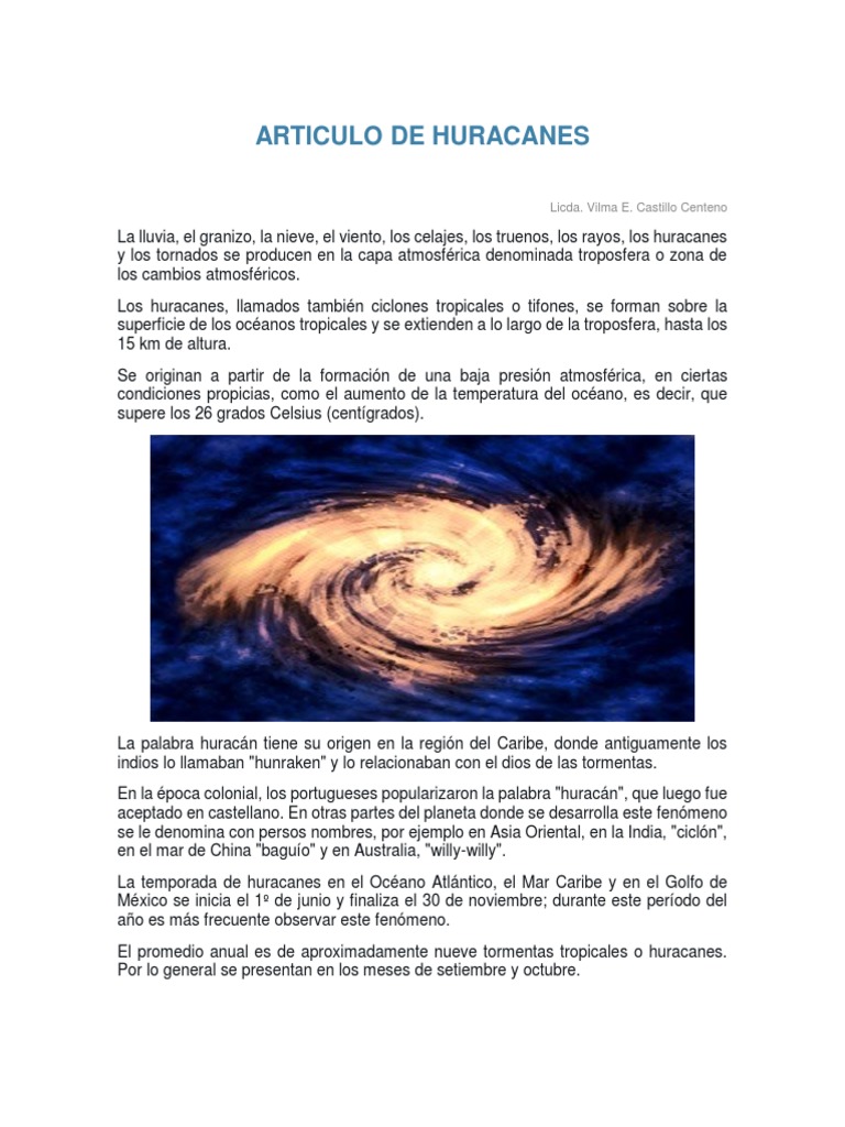 Articulo de Huracanes | PDF | Ciclones tropicales | Fenómenos ...