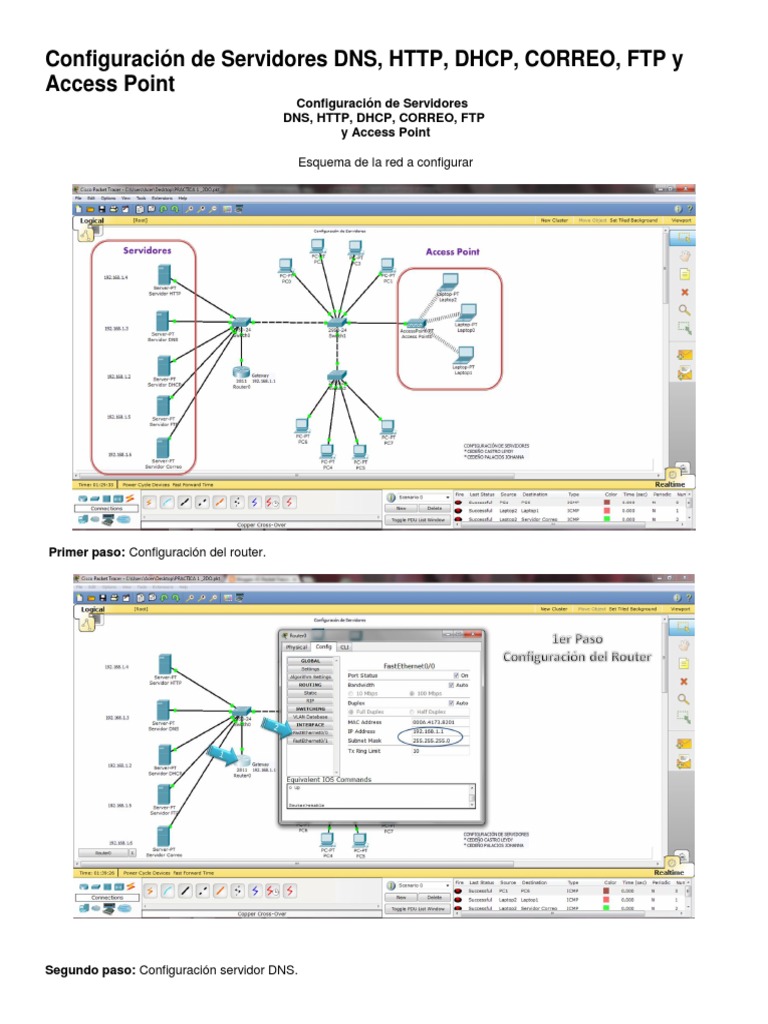 Configuracion de Servidores DNS, HTTP, DHCP, Correo, FTP Yaccess Point | PDF