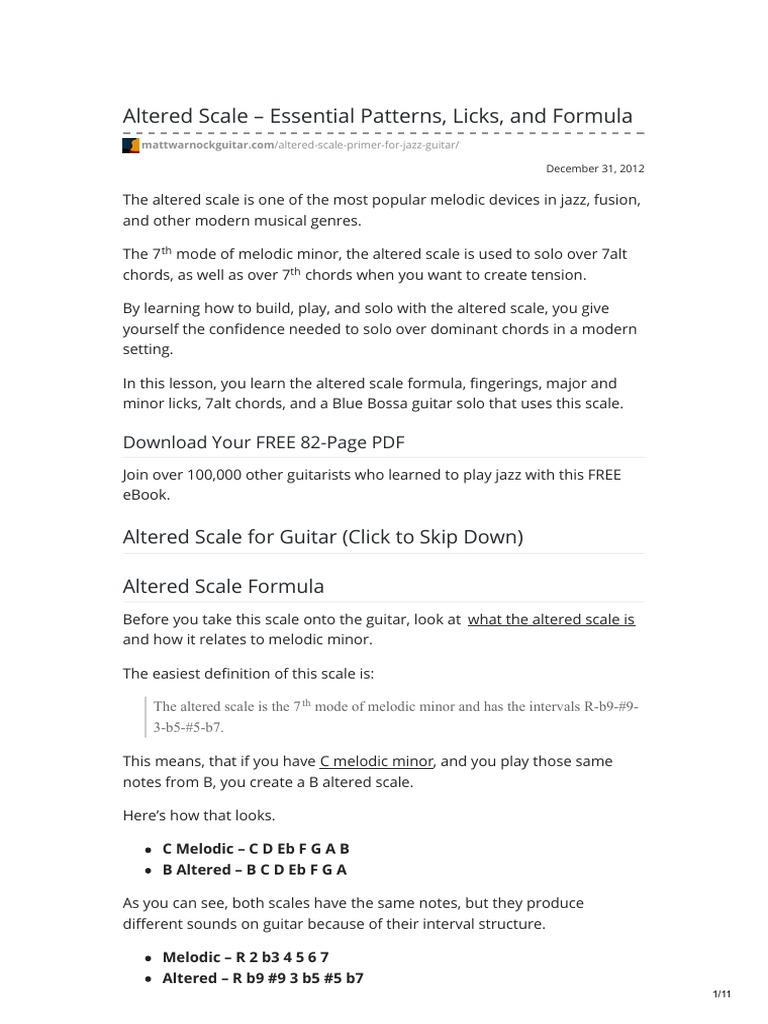 Altered Scale Essential Patterns Licks and Formula | PDF | Chord (Music ...