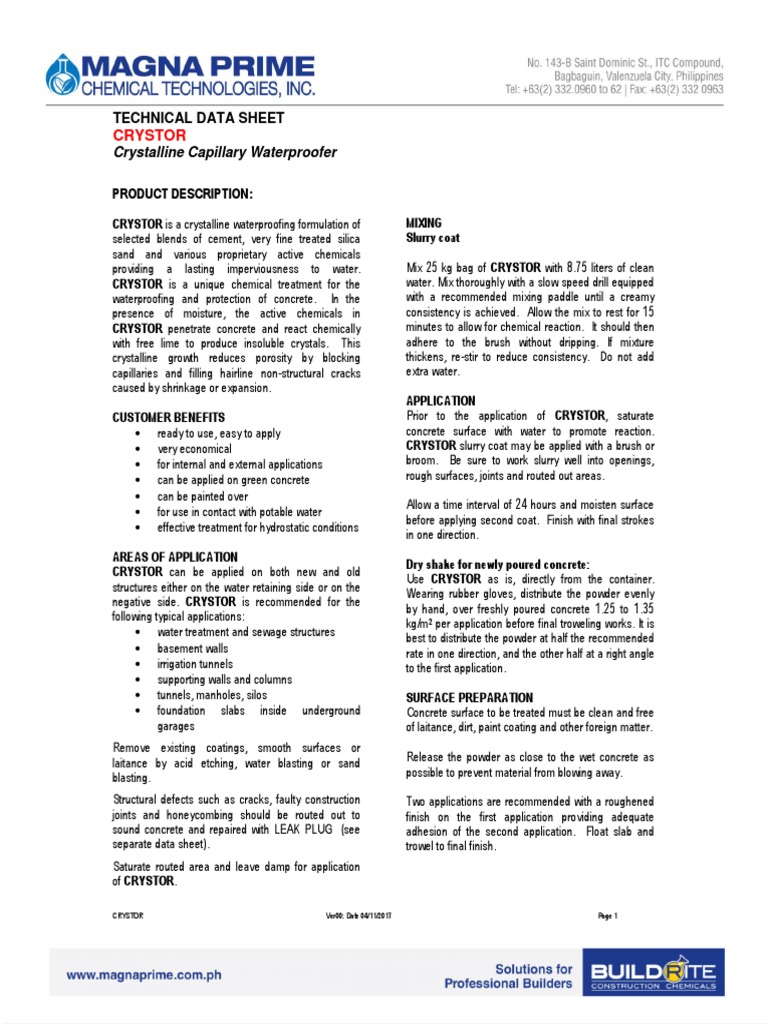 Crystor | PDF | Concrete | Water