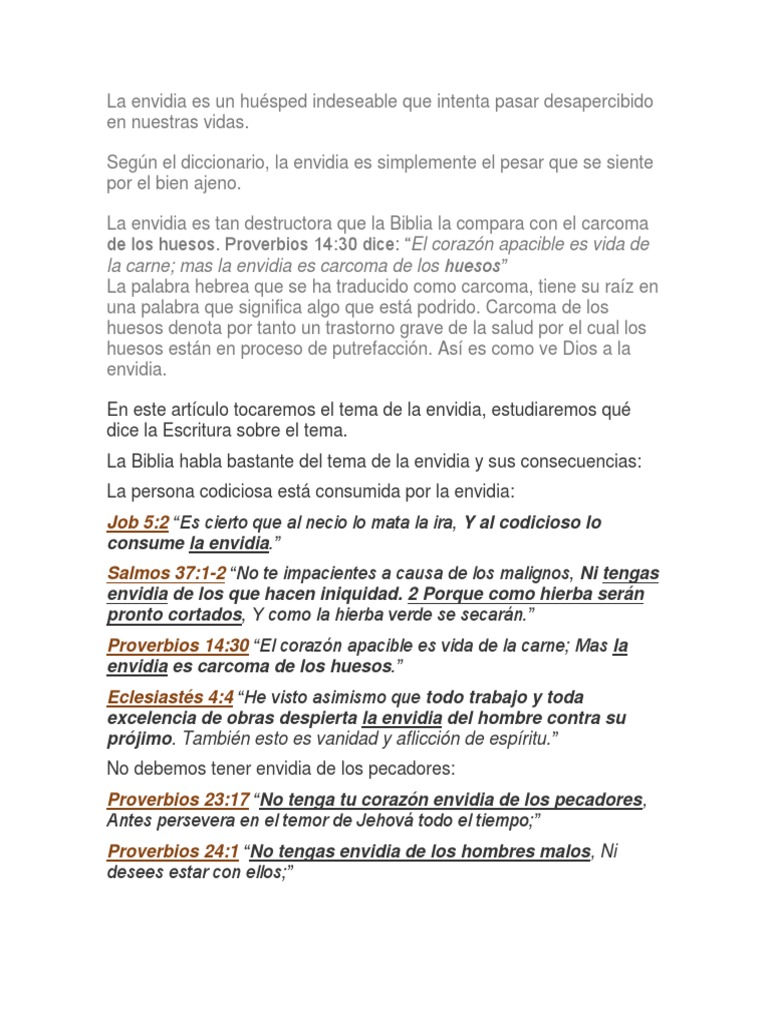 La Envidia según la Biblia | PDF | Envidia | Jesús