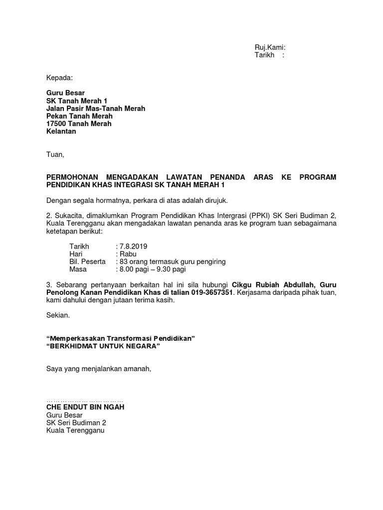 Surat Lawatan Penanda Aras | PDF