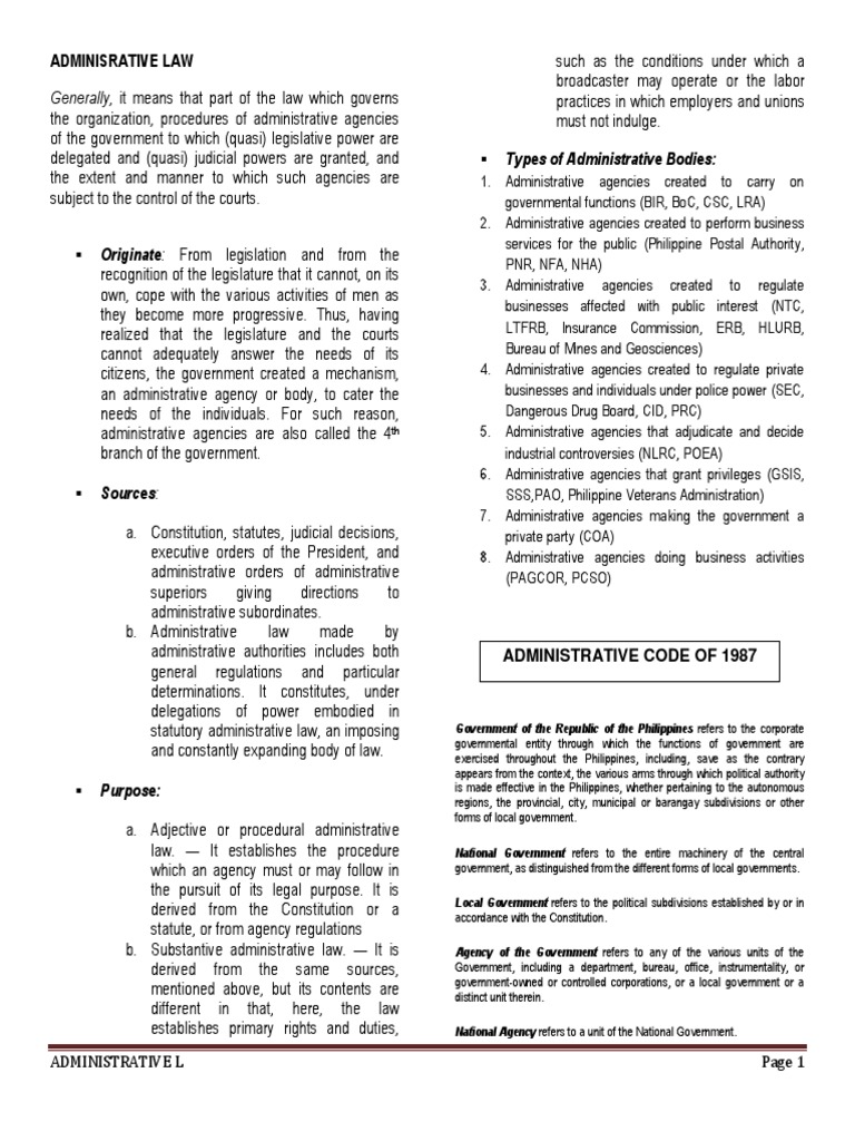 Types of Administrative Bodies:: Generally, It Means That Part of The ...