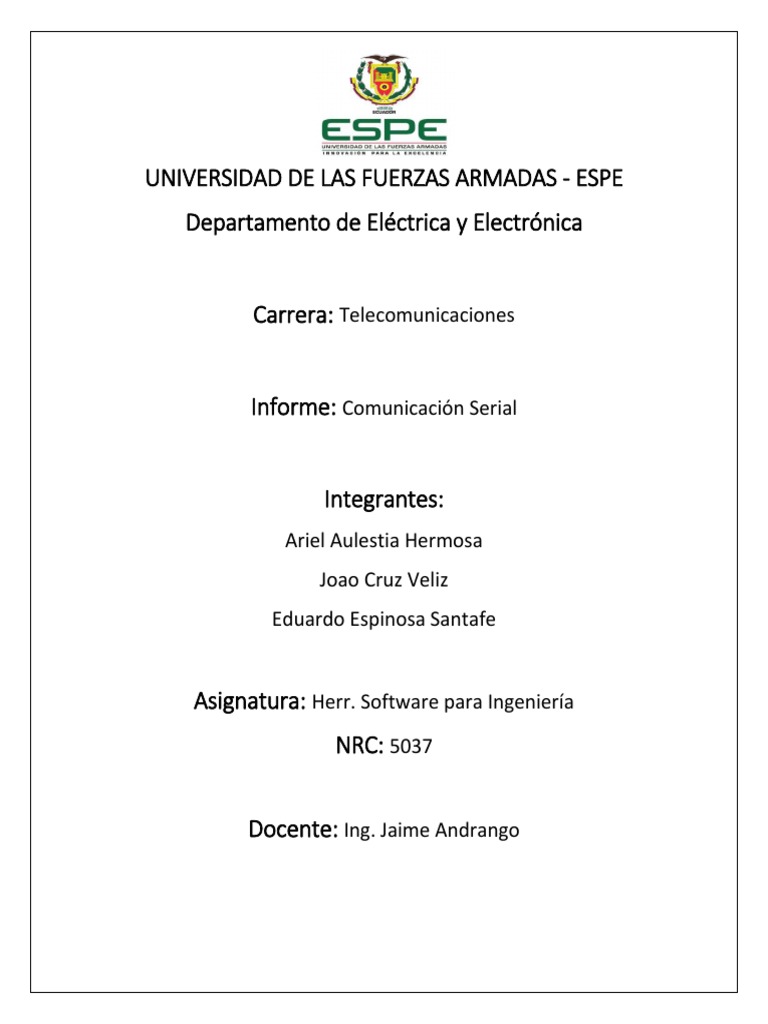 Informe Proyecto Comunicacion Serial | PDF | Ingeniería de software | Informática