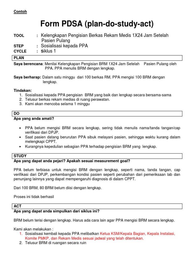Contoh PDSA | PDF | Karier & Perkembangan | Sains & Matematika
