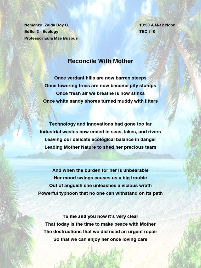 Ecology Poem | PDF | Systems Ecology | Natural Environment