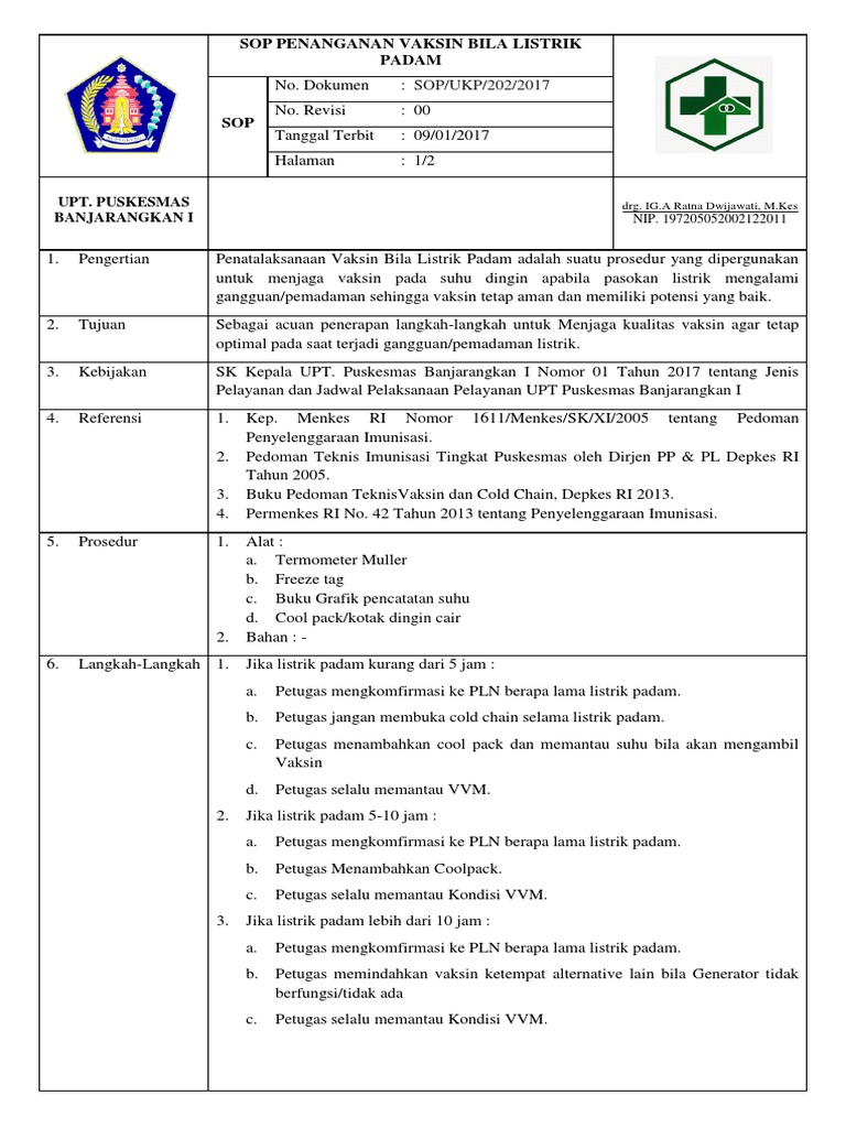 202 Sop Jika Listrik Padam | PDF