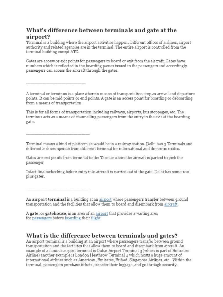Terminal and Gate Difference at Airport | Download Free PDF | Airport ...