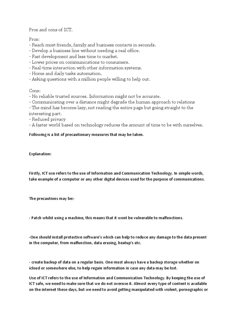 Pros And Cons Of Ict _ The impact of ICT on children and teenagers – KGNUVT