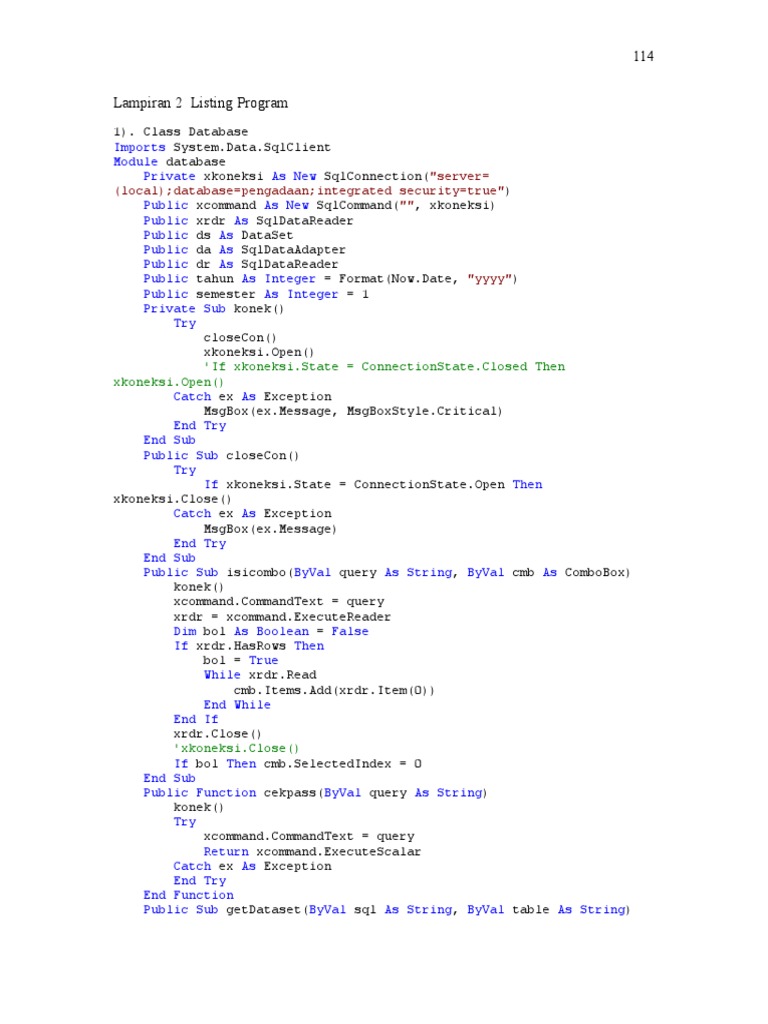 "Server (Local) Database Pengadaan Integrated Security True" "" | PDF ...