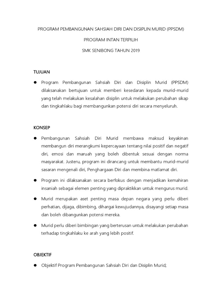 Kertas Kerja Program Intan Terpilih | PDF