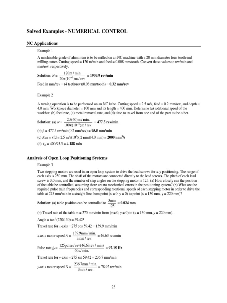NC Solved Examples | PDF | Numerical Control | Electric Motor
