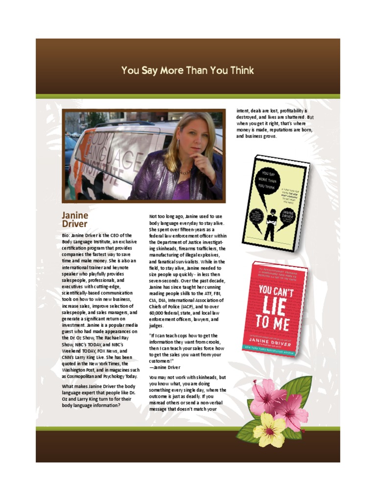 Janine Driver You Say More Than You Think Regonlin ...