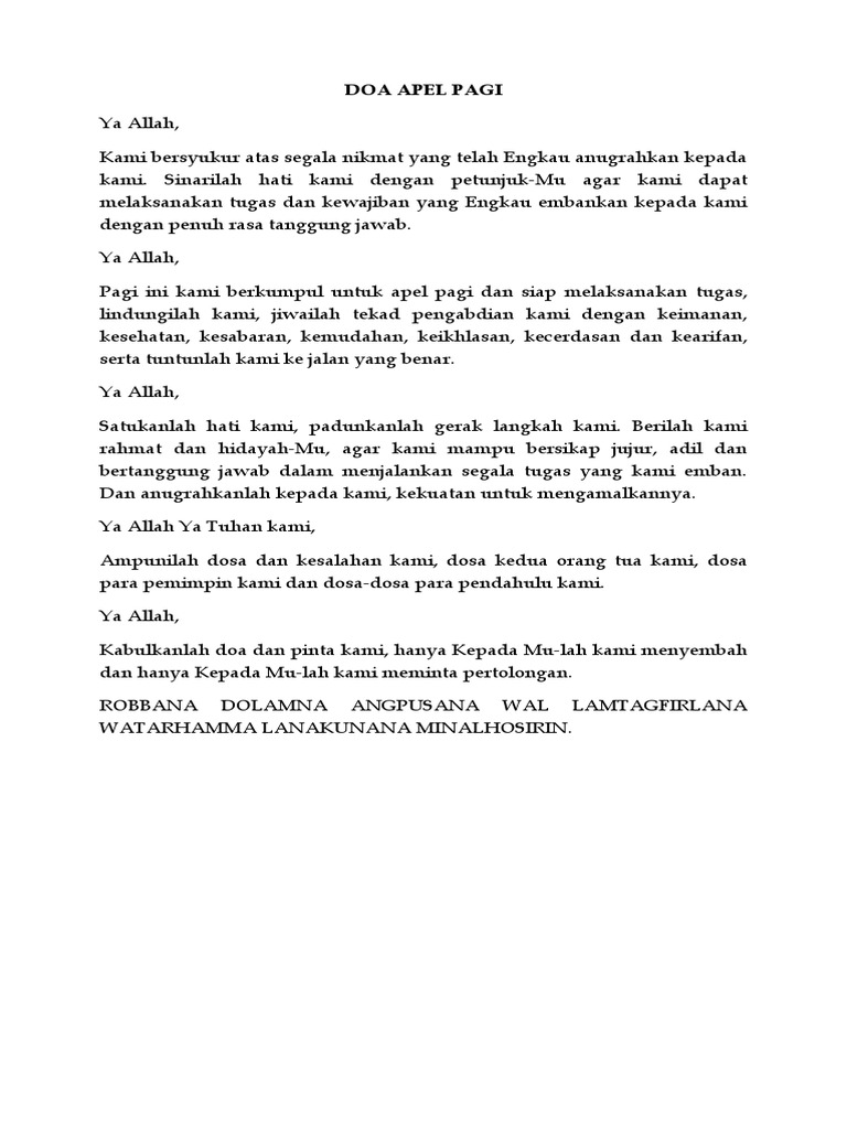 Doa Apel Pagi | PDF