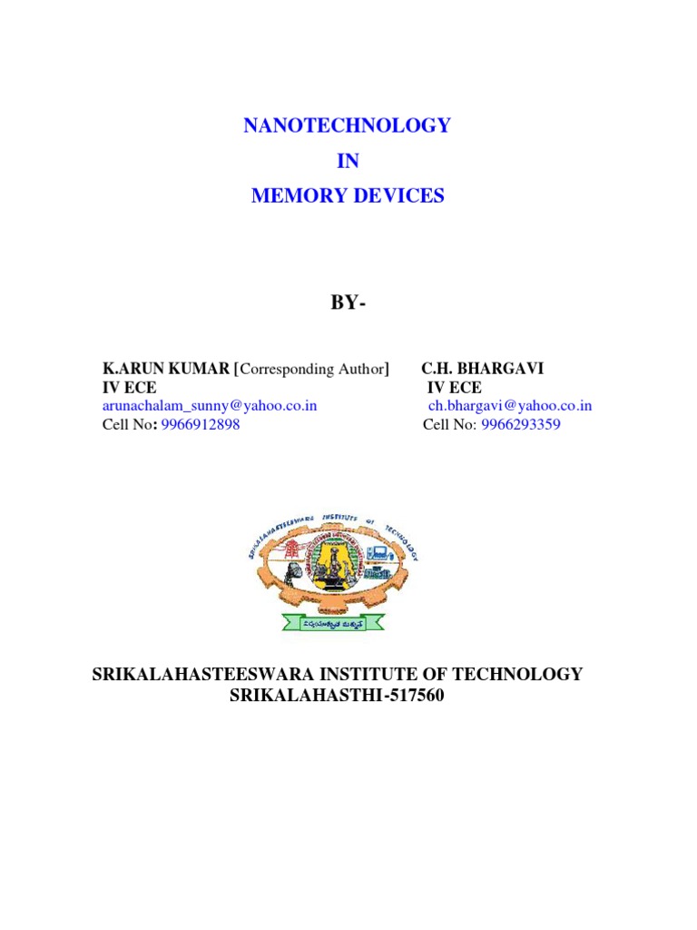 Nanotechnology in Memory Devices | PDF | Dynamic Random Access Memory ...