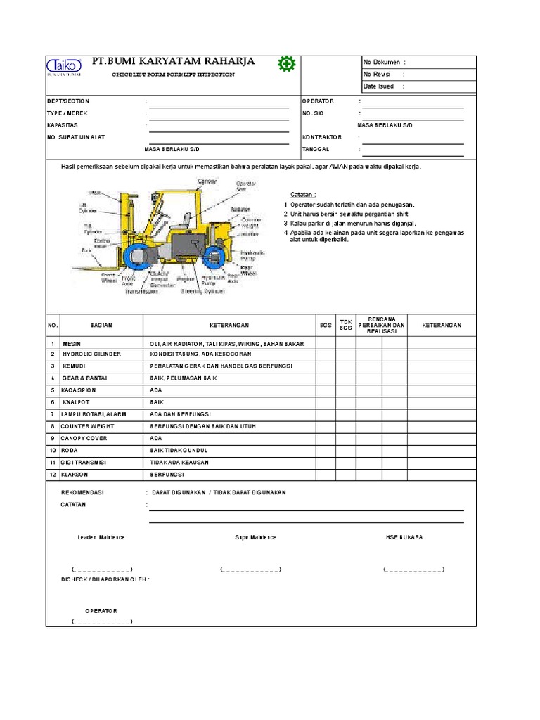 Form Inspeksi Alat | PDF