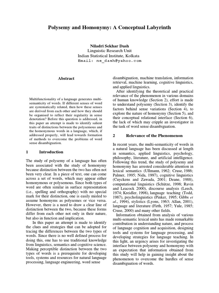 08 Iwn Polysemy and Homonymy | PDF | Semantics | Word
