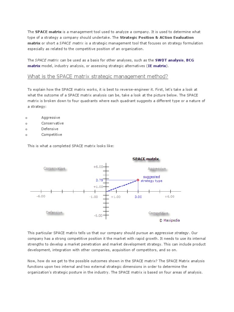 Space Matrix | PDF | Strategic Management | Cartesian Coordinate System