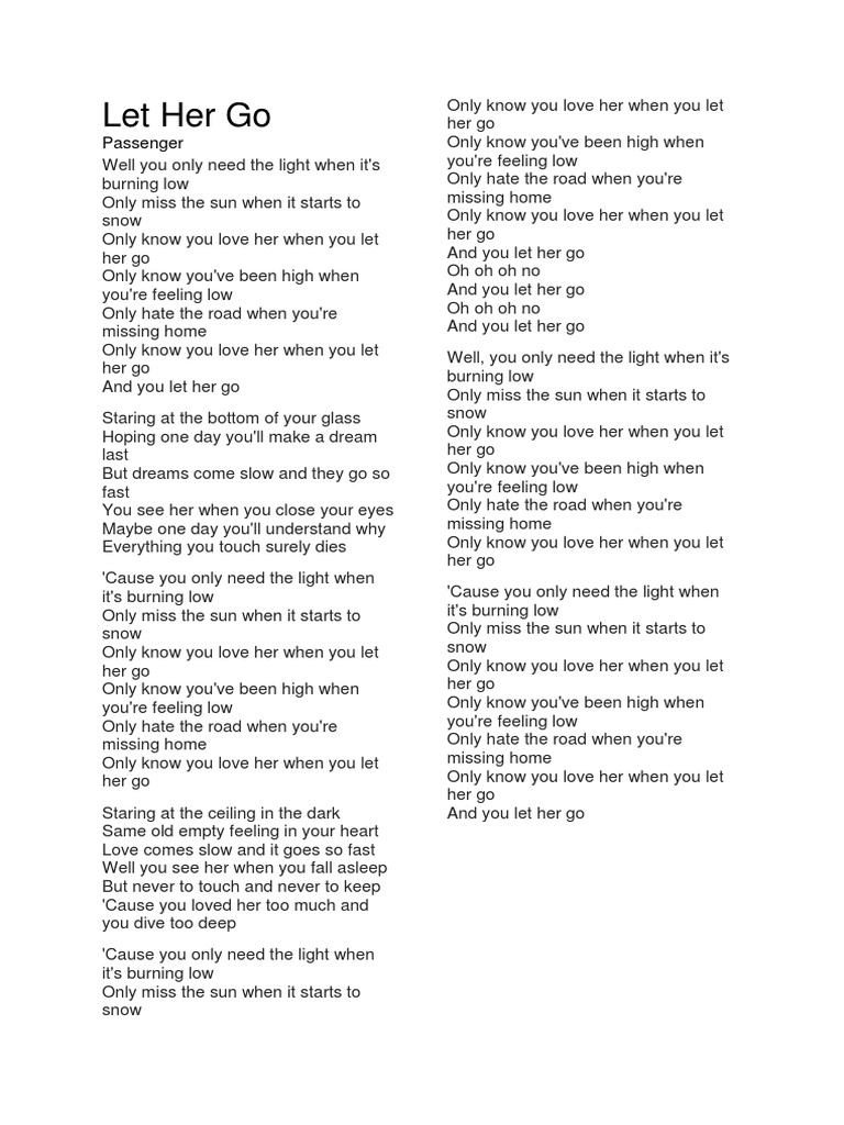 Song Let Her Go PDF