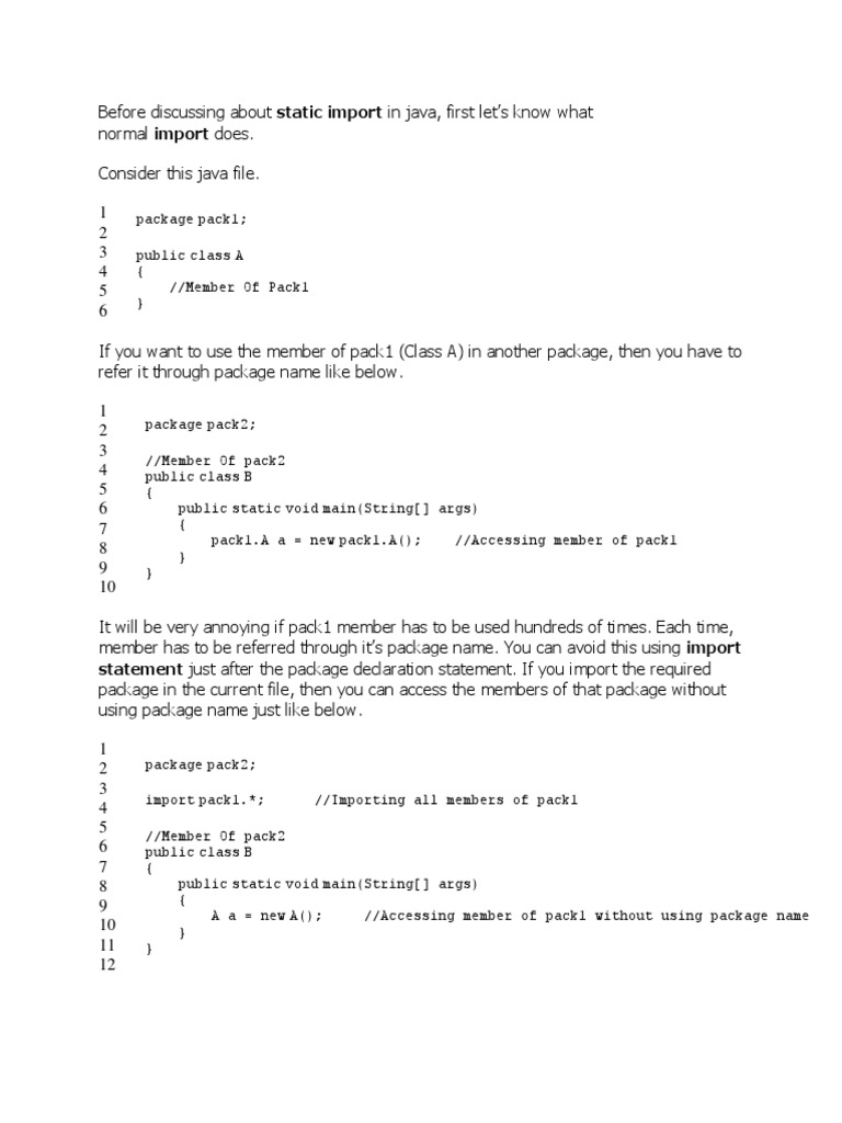 Java Static Import Explained | PDF | Java (Programming Language ...