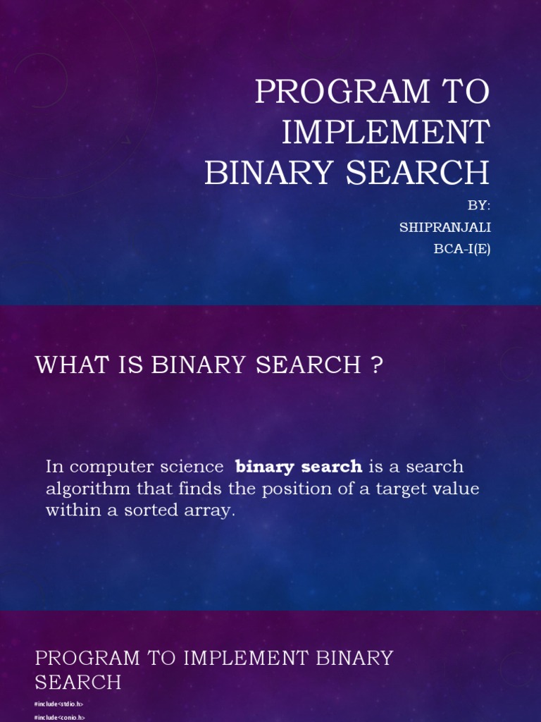 Program To Implement Binary Search | PDF | Computer Programming ...