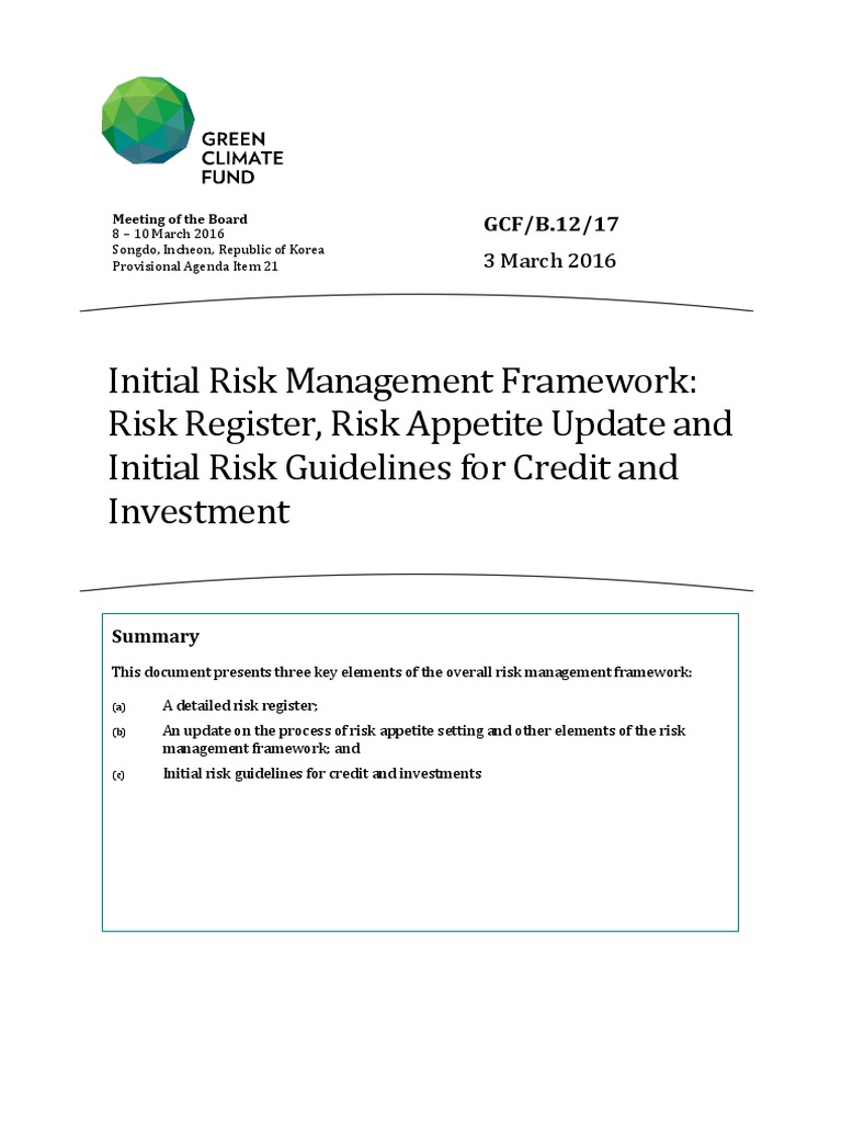 GCF B.12 17 - Initial Risk Management Framework Risk Register Risk ...