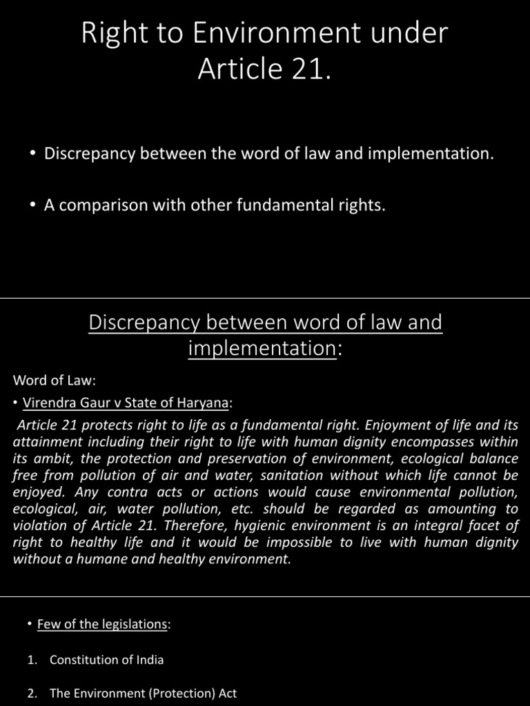 Right To Environment Under Article 21 | Download Free PDF | Pollution ...