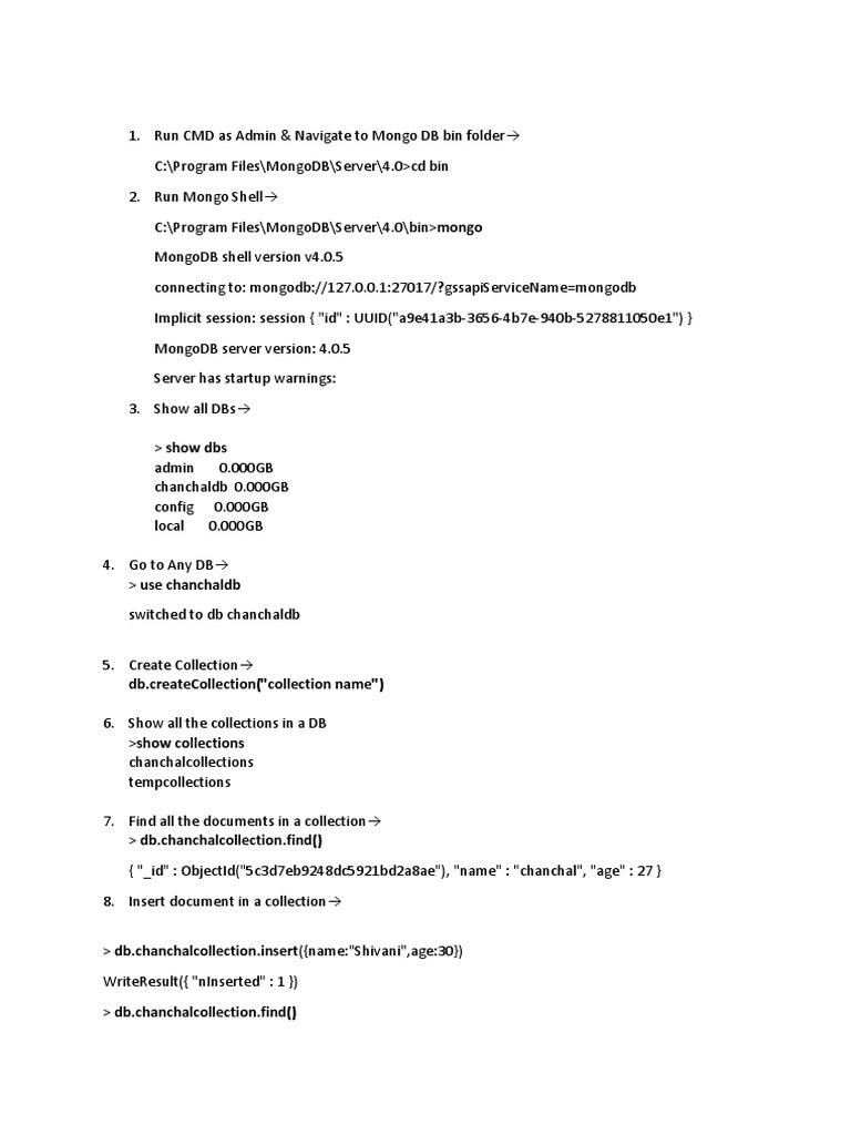 Mongo DB Commands | Download Free PDF | Data Management | Information Retrieval