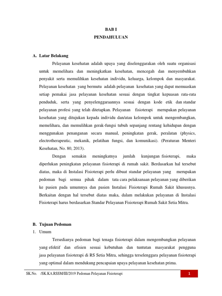 Pedoman Pelayanan Fisioterapi | PDF