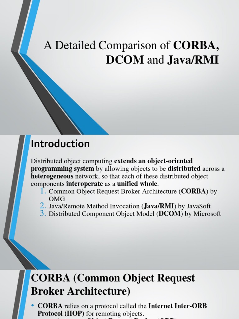 1 Corba Vs Rmi Vs Dcom Pdf Common Object Request Broker Architecture Component Object Model