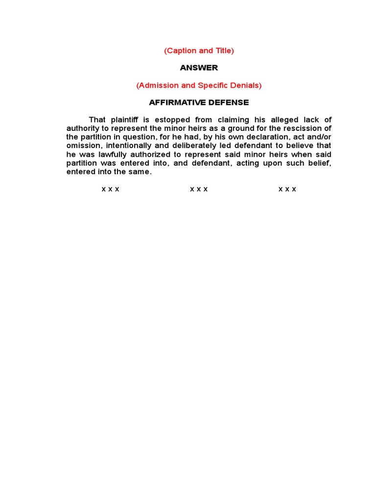 Affirmative Defense Based On Estoppel | PDF