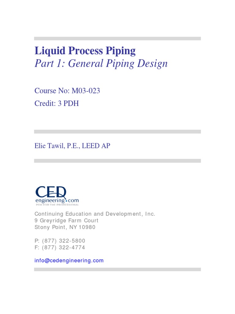 Liquid Process Piping - Part 1 General Piping Design PDF | PDF ...