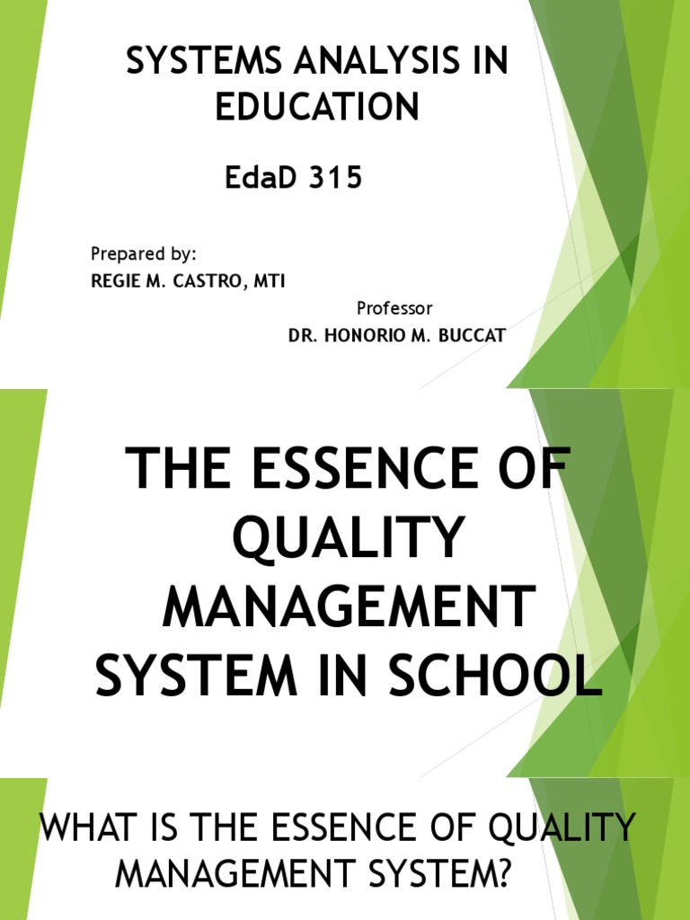 The Essence of Quality Management System in School | PDF | Quality ...