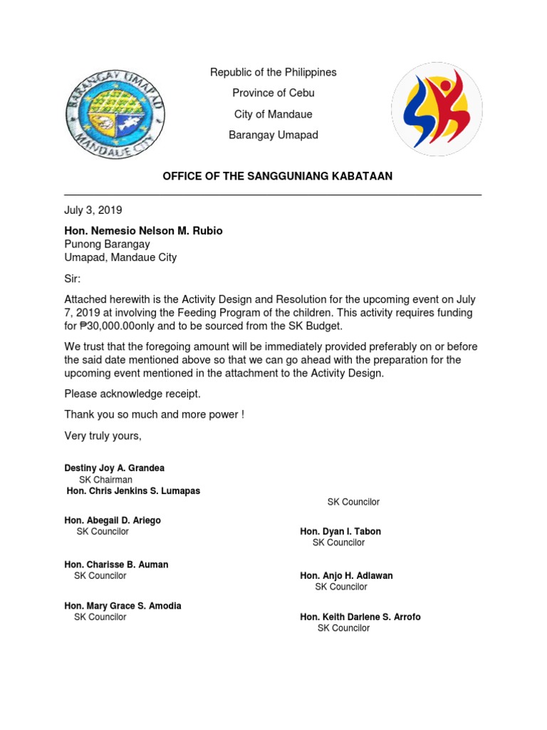 Attachment Letter Feeding Program | PDF