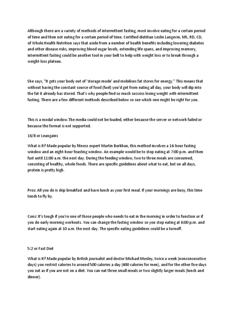 Types of Intermittent Fasting | PDF | Eating | Dieting