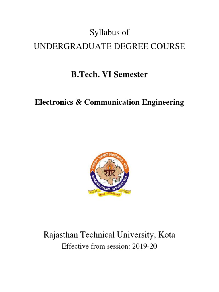 Syllabus of Undergraduate Degree Course: B.Tech. VI Semester | PDF | Microwave ...