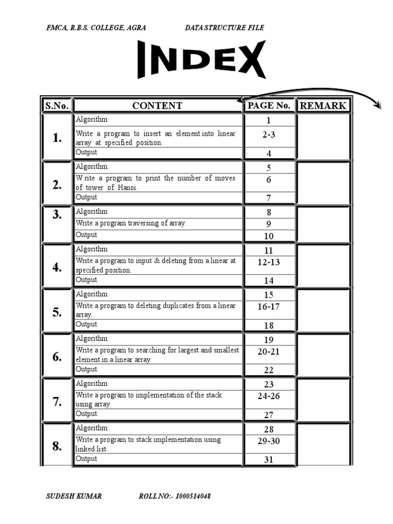 Data Structure File Containing 26 Algorithm Programs and their Outputs ...