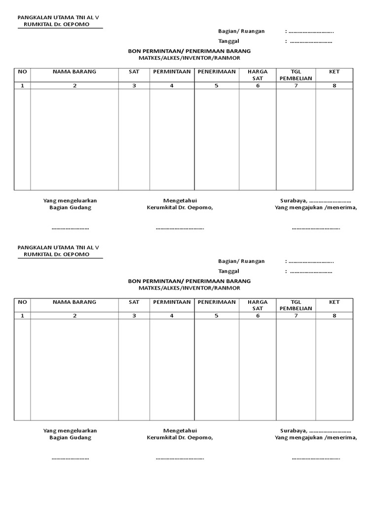 Formulir Bon Atk | PDF