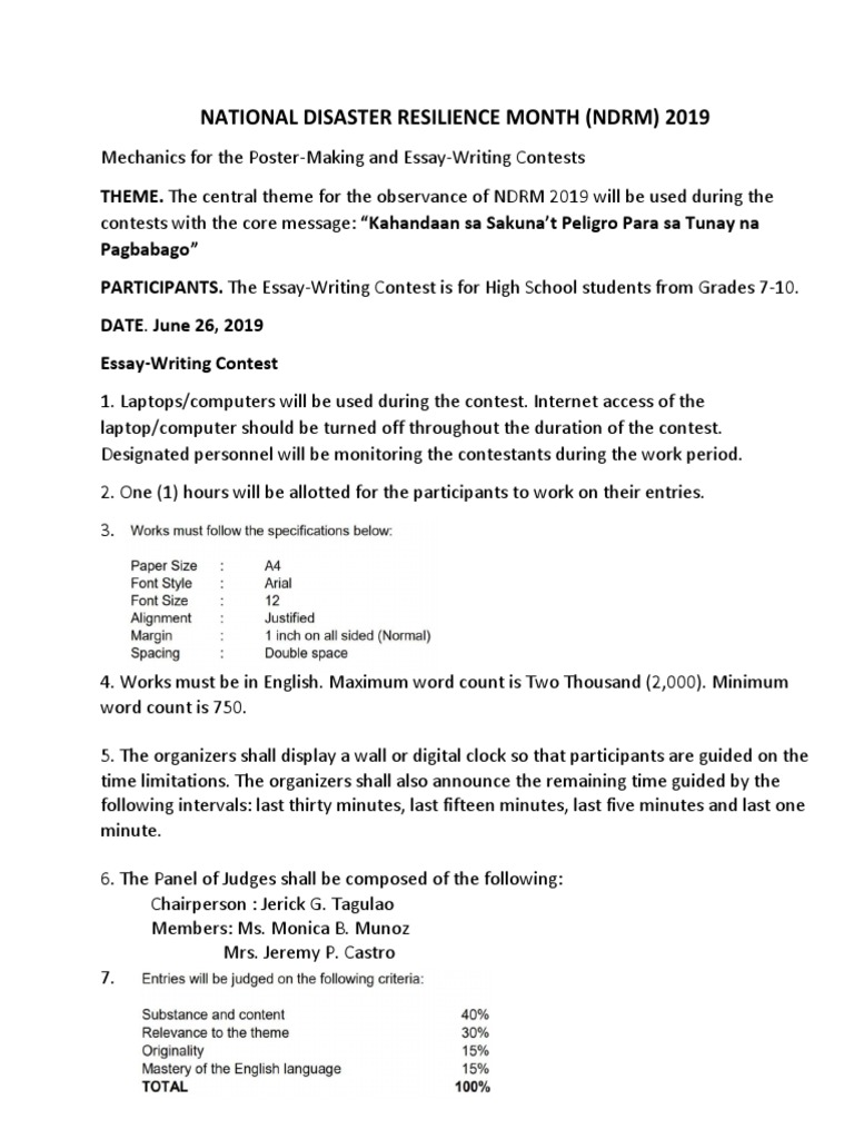 NDRM Essay Writing Contest Mechanics | PDF