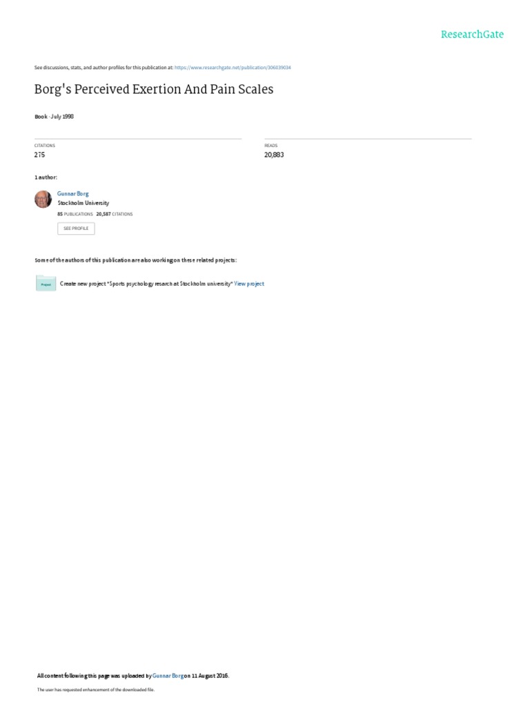 267 Borg G1998 Borgs Perceived Exertionand Pain Scales | PDF