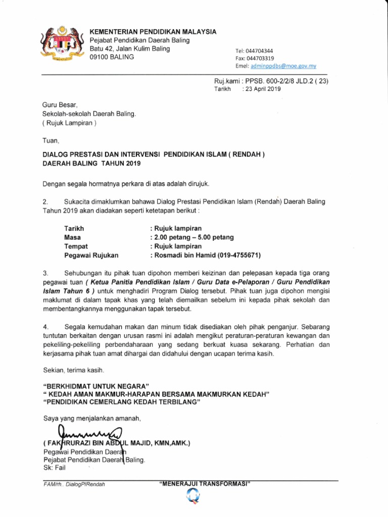 Surat Dialog Prestasi | PDF