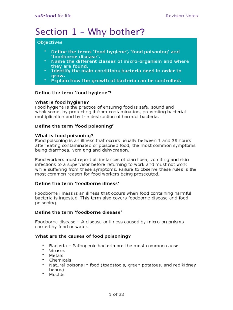 Student Notes PDF | PDF | Foodborne Illness | Food Safety