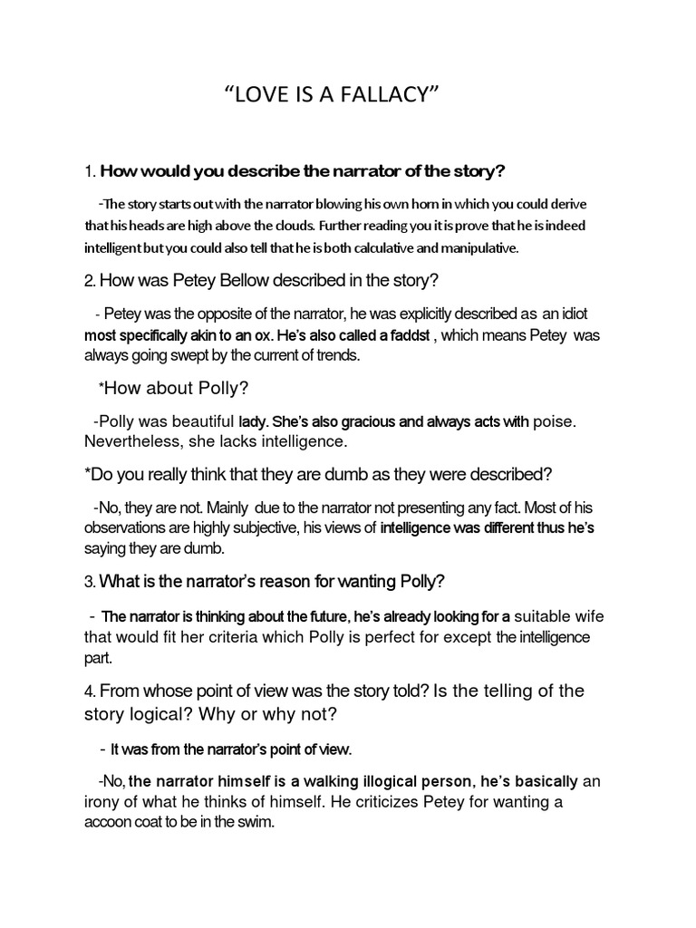 "Love Is a Fallacy: Character Analysis" | PDF