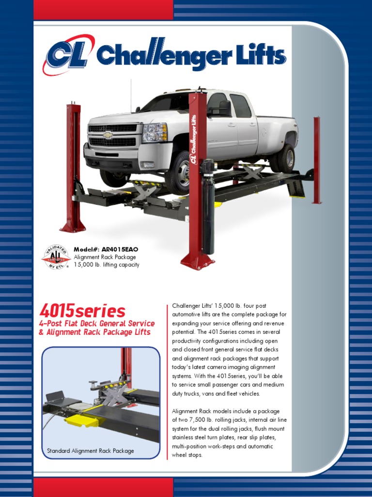Challenger 4015 4 Post Lift PDF | PDF | Rear Wheel Drive Vehicles ...
