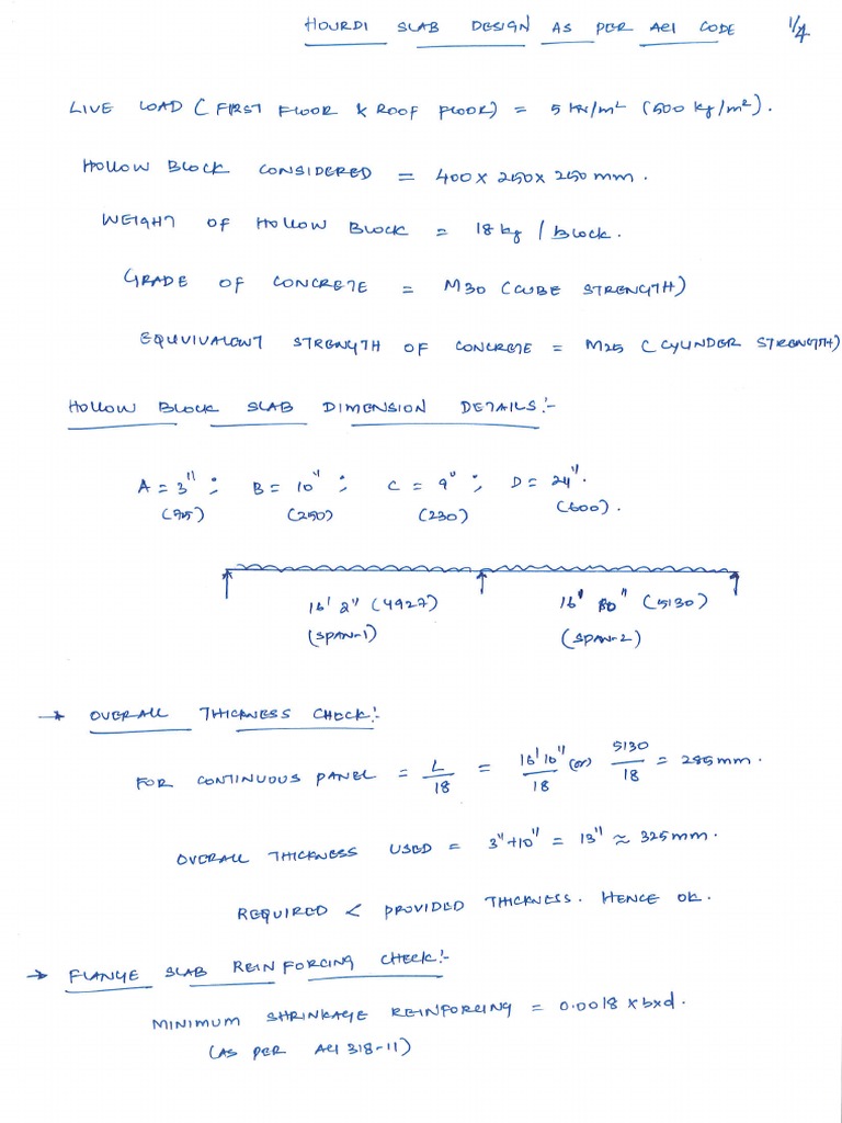 Hourdi Slab Design As Per Aci | PDF