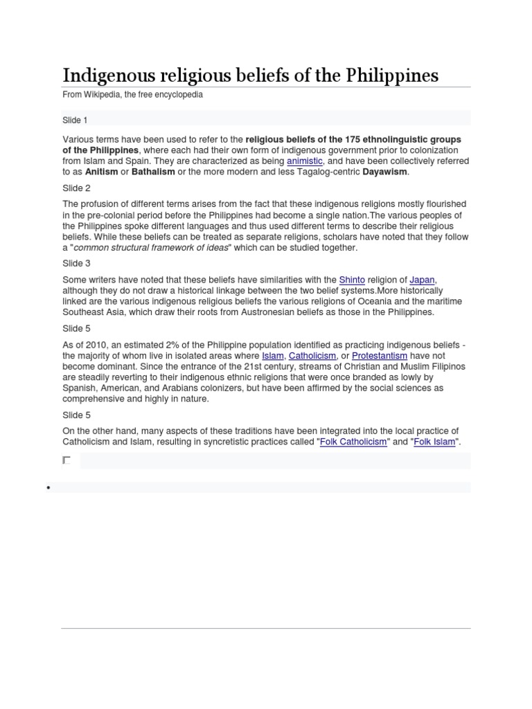 Indigenous Religious Beliefs of The Philippines | PDF | Anthropology Of ...