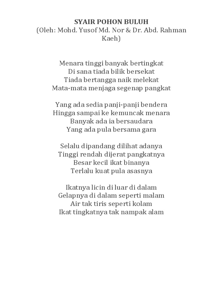 Syair Pohon Buluh | PDF