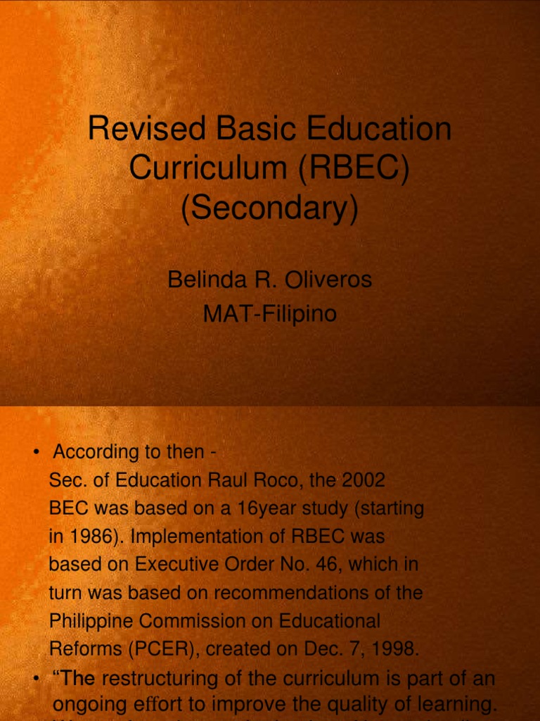 Revised Basic Education Curriculum | PDF | Curriculum | Learning